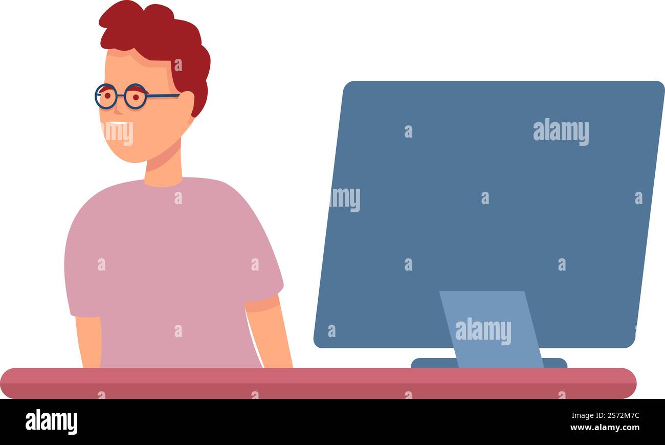 Digital classroom icon cartoon vector. Child learn. Internet school ...