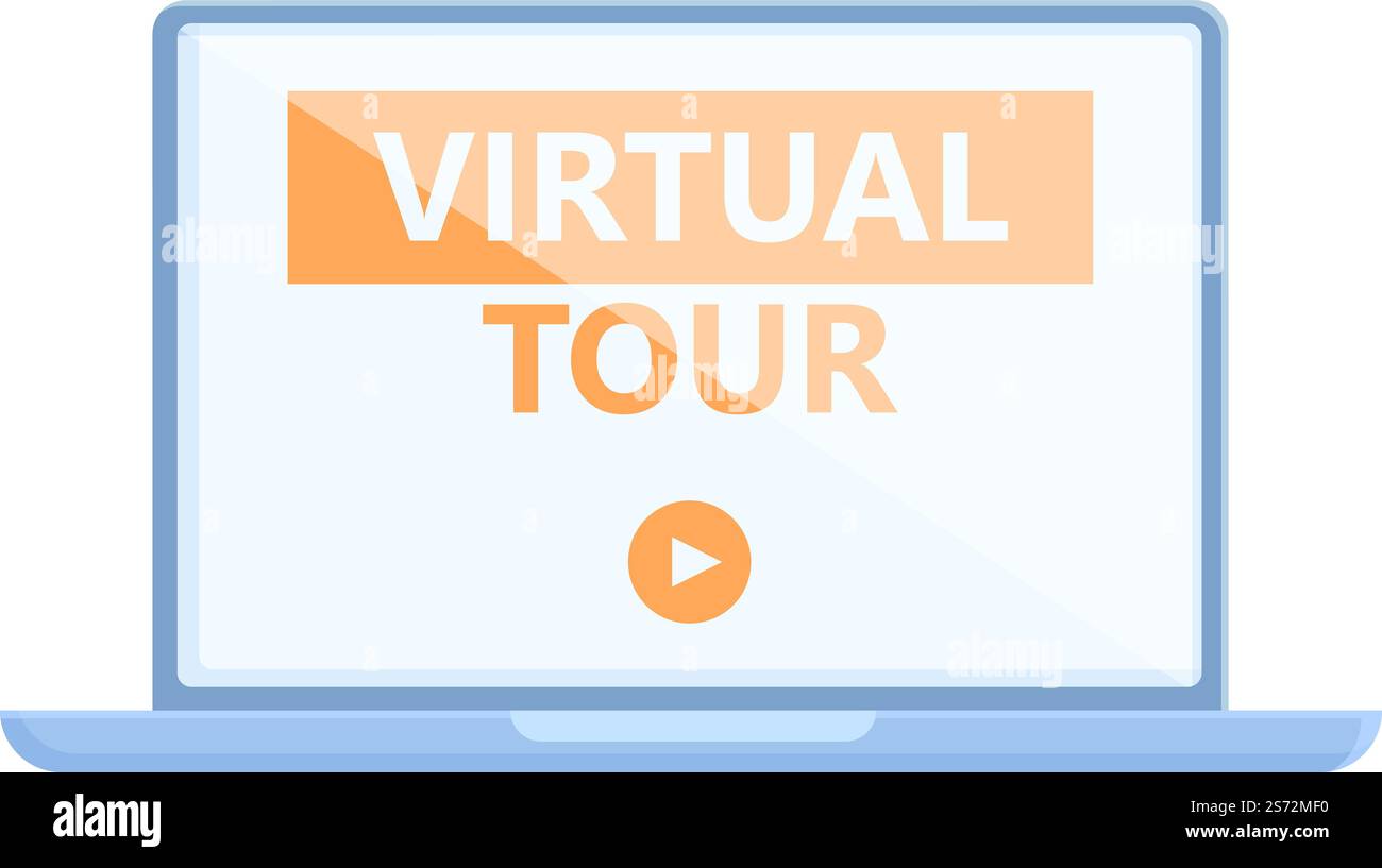 Start virtual tour icon cartoon vector. Online video. Gallery house ...