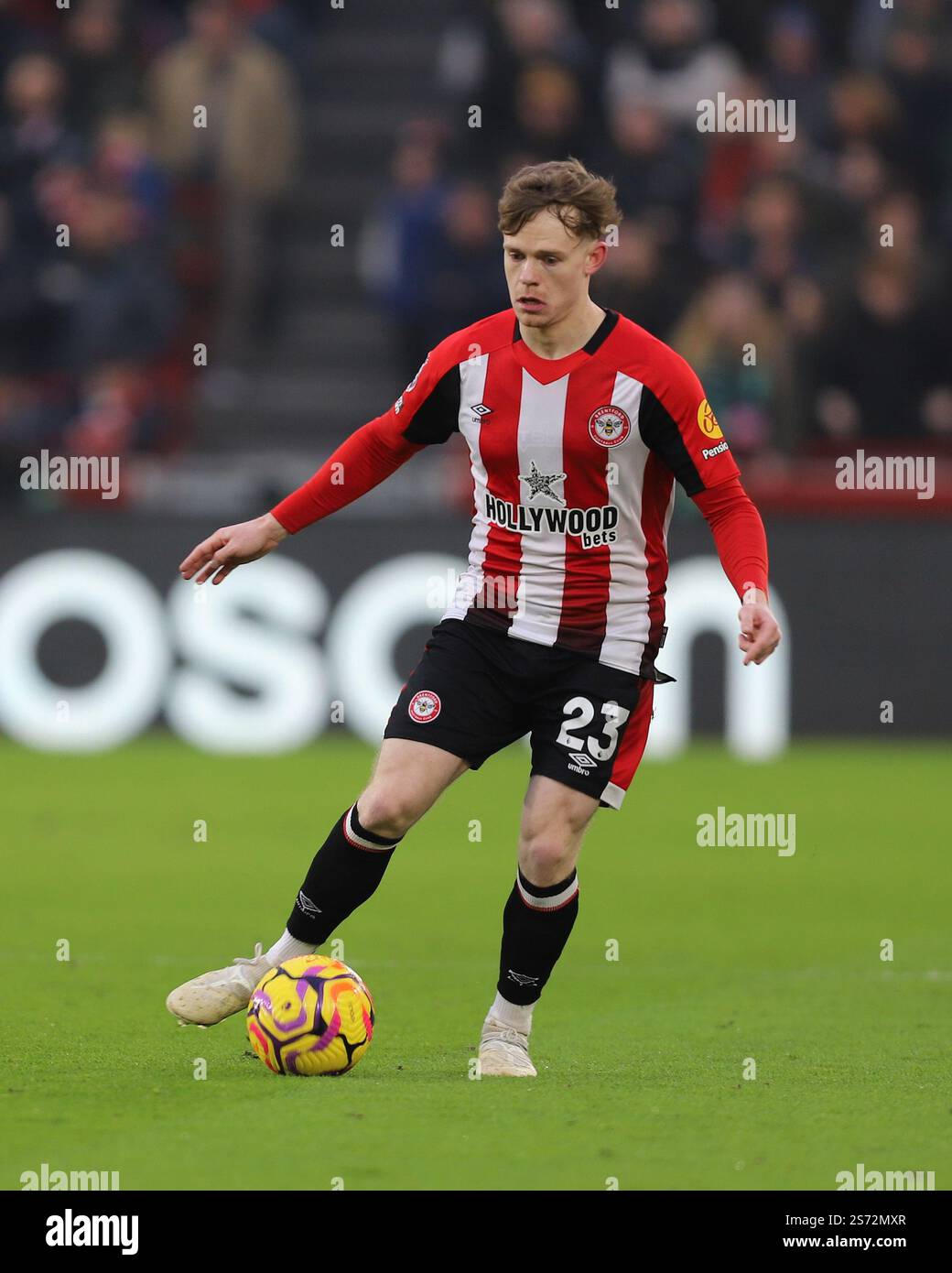Brentford, UK. 18th Jan 2025. Brentford's Keane Lewis-Potter is seen in ...
