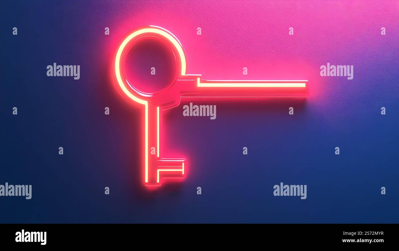 Glowing Geometric Key Unlocking Business Potential,Futuristic 3D ...