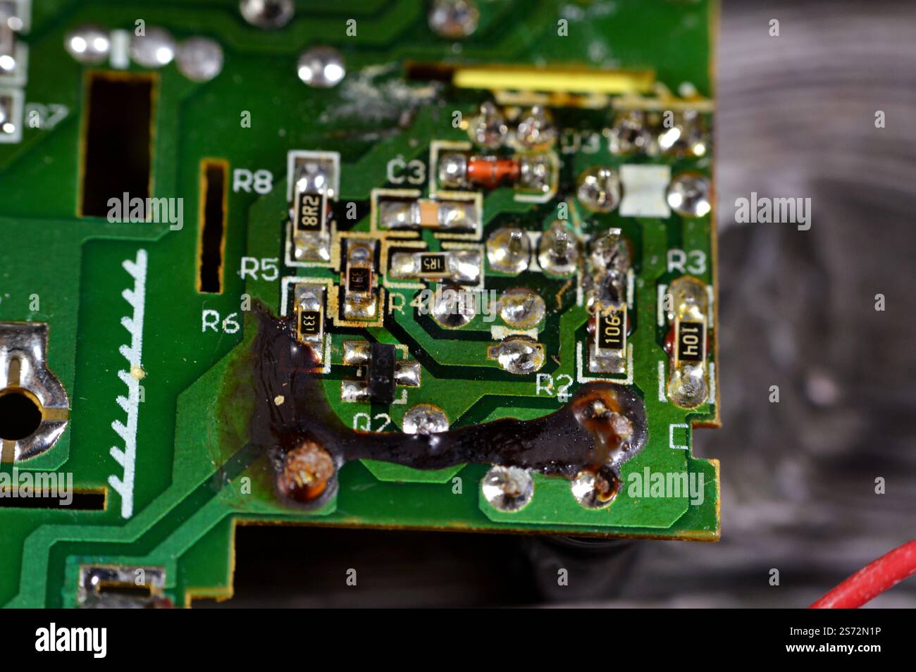 Cairo, Egypt, January 7 2025: Electronic board that was burnt due to ...