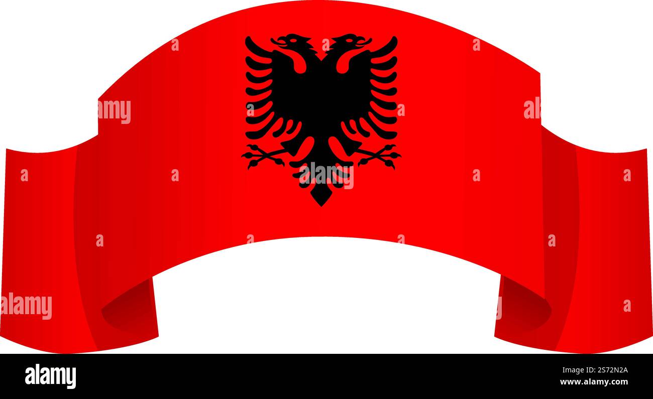 Albania ribbon emblem icon cartoon vector. Map eagle. Tower area ...
