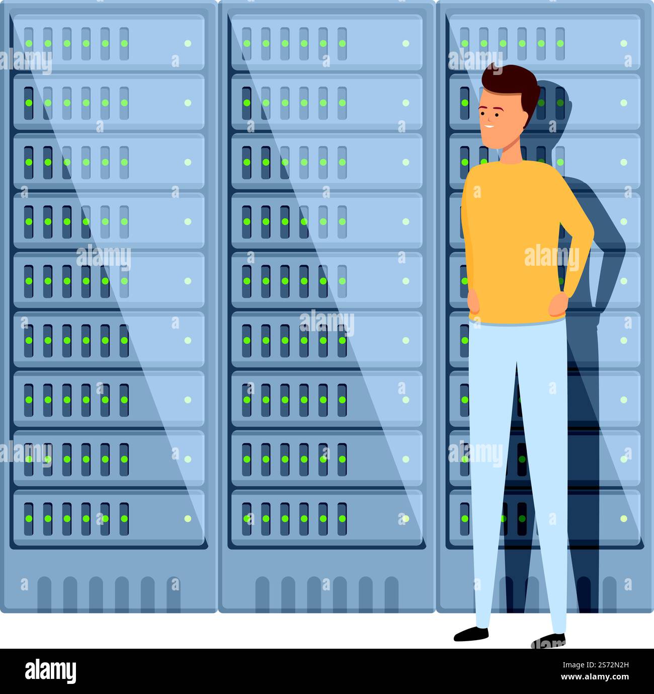 Room server icon cartoon vector. System computer. Engineer repair. Room ...