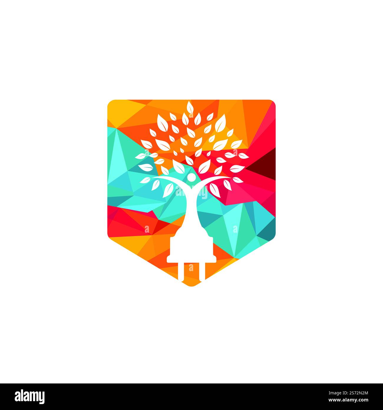 Electric cord and human tree vector logo design. Green energy ...