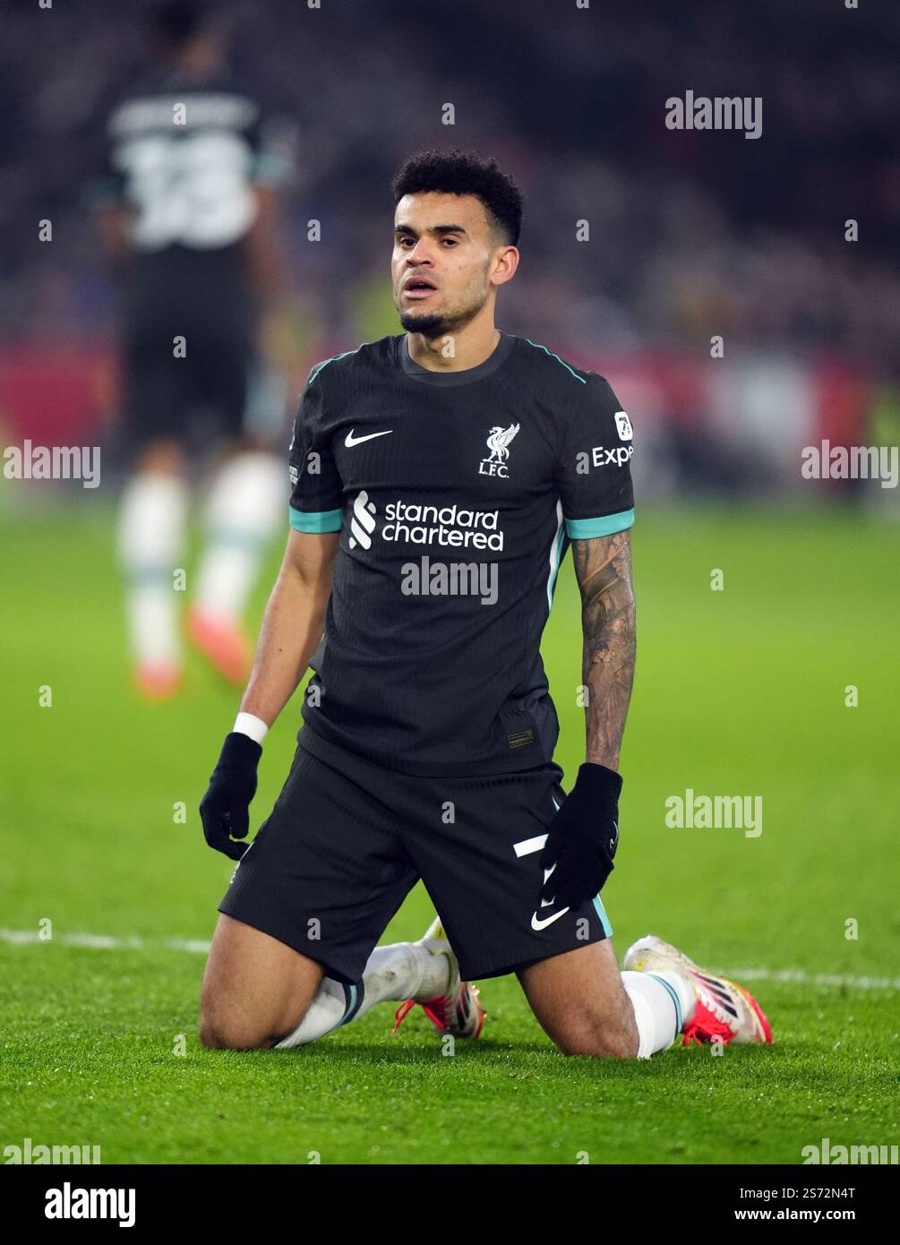 Liverpool's Luis Diaz rues a missed chance during the Premier League ...