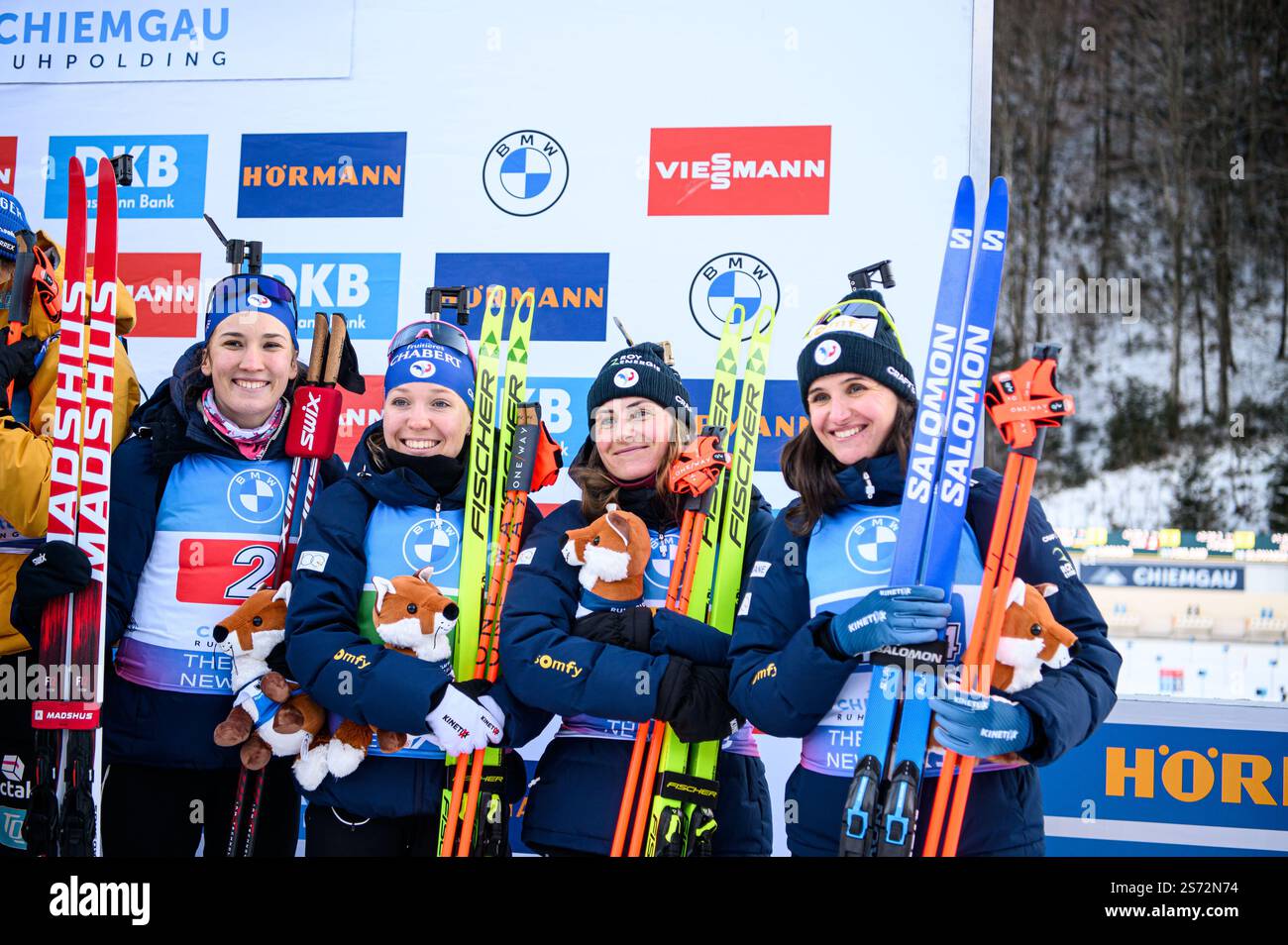 RUHPOLDING, GERMANY - 18 JANUARY, 2025: Oceane Michelon, Paula Botet ...