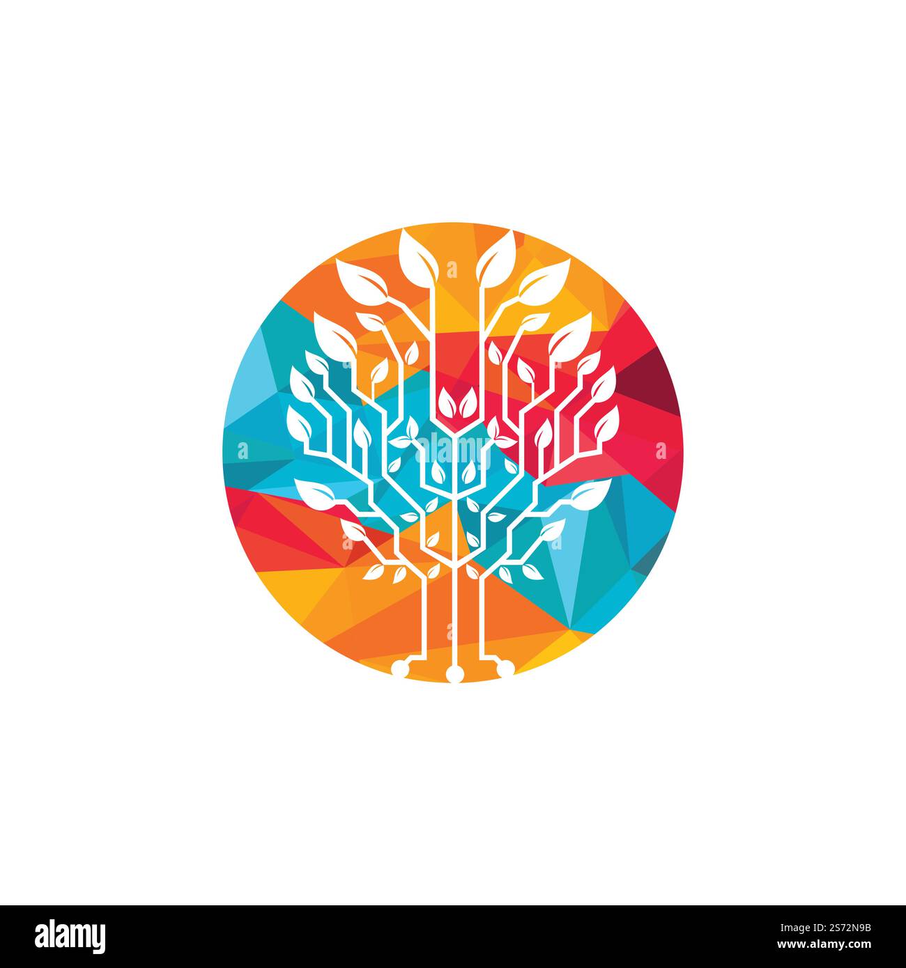 Tech tree vector logo design template. Connecting network tree icon ...