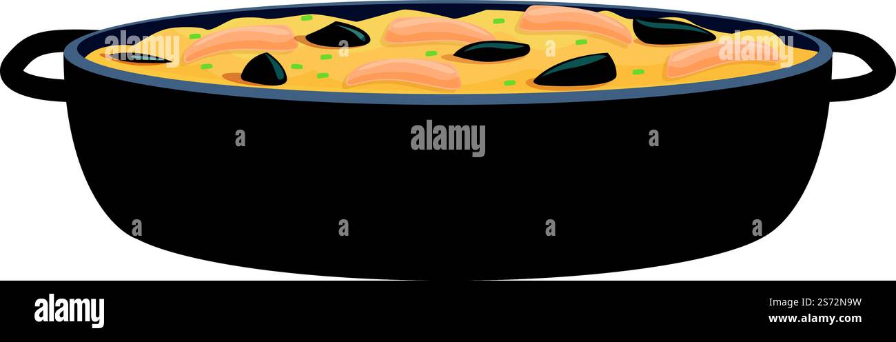 Paella mediterranean icon cartoon vector. Spain food. Rice dish. Paella ...