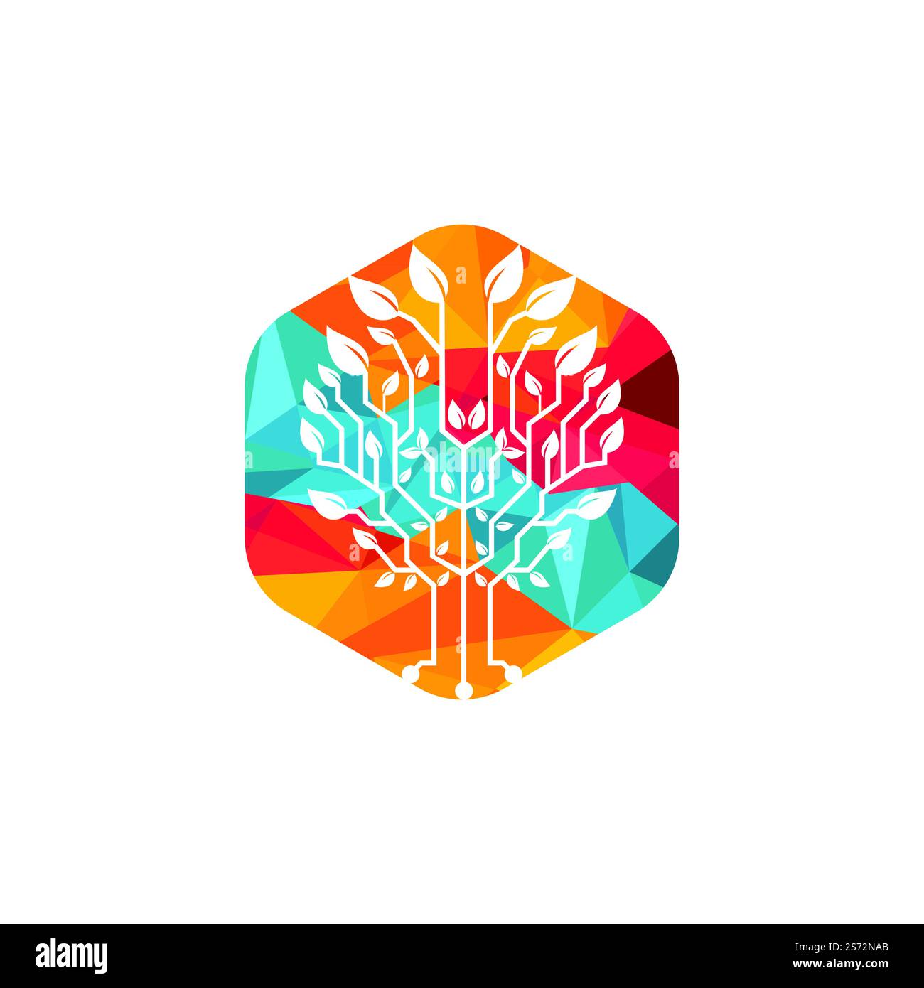 Tech tree vector logo design template. Connecting network tree icon ...