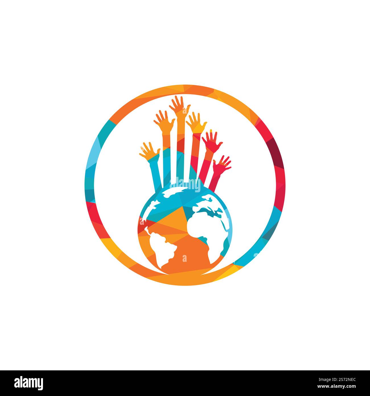 World hands vector logo design template. World support logo concept ...
