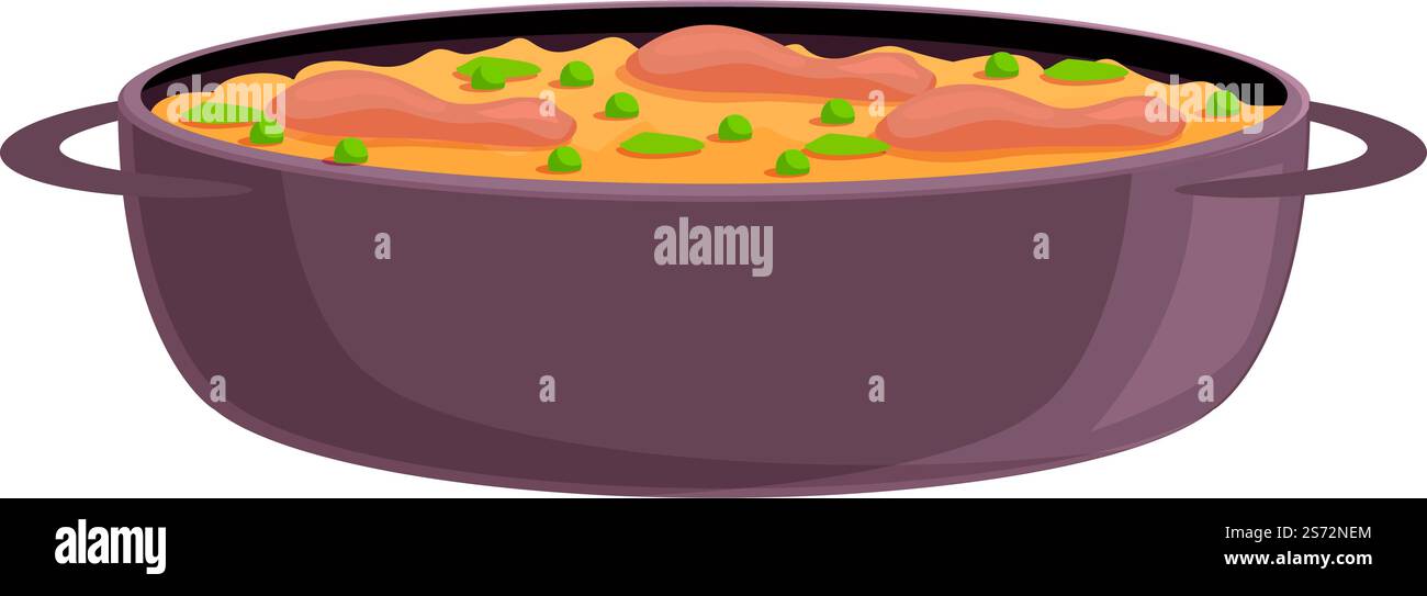 Paella pan icon cartoon vector. Spain cuisine. Seafood dish. Paella pan ...