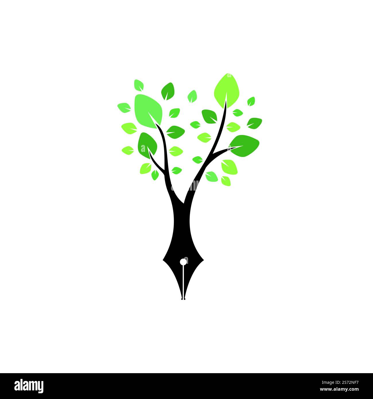 Tree pen vector logo design template. Writer and nature logo concept ...