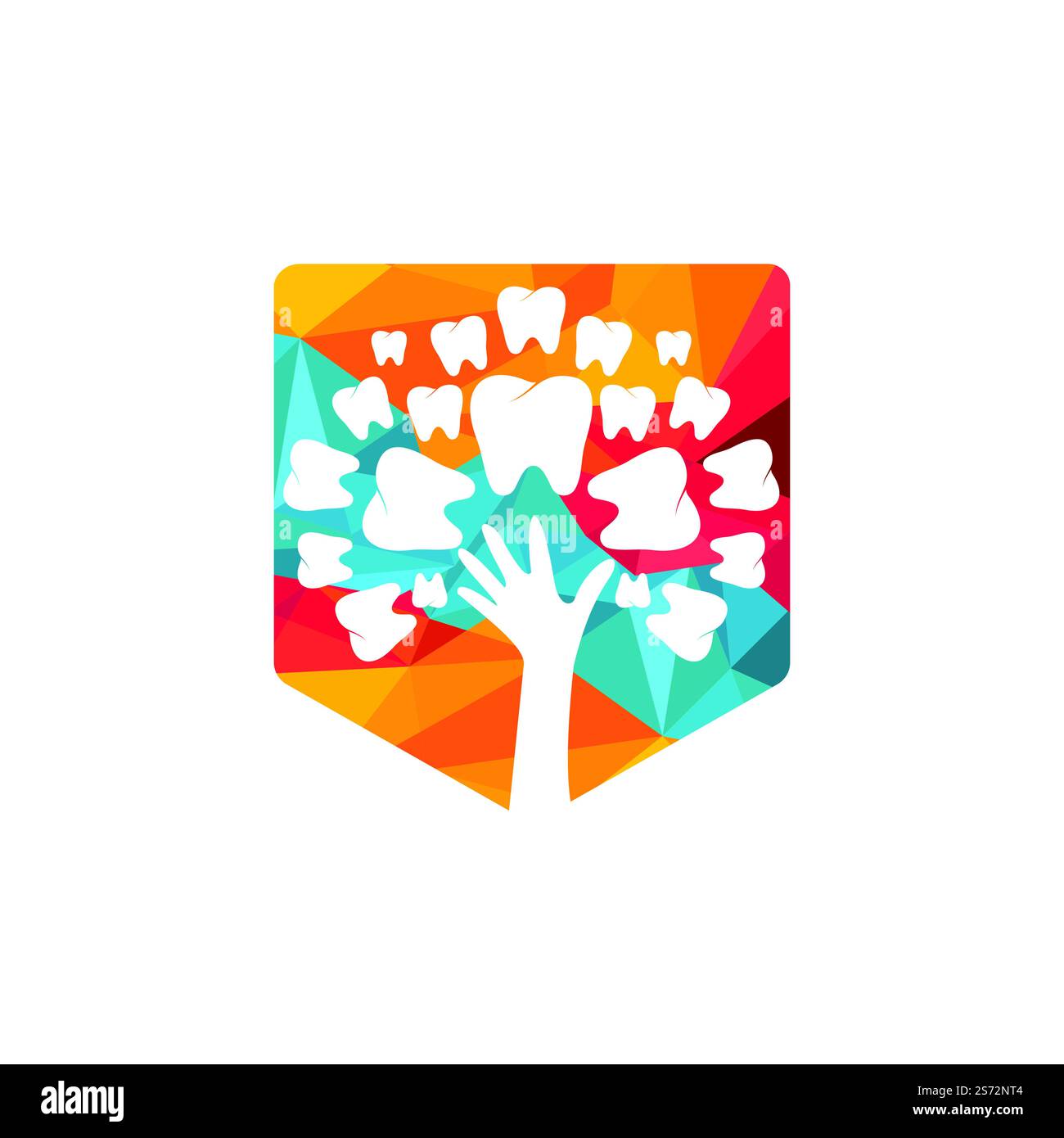 Dental care vector logo template. Teeth and hand tree icon design Stock ...