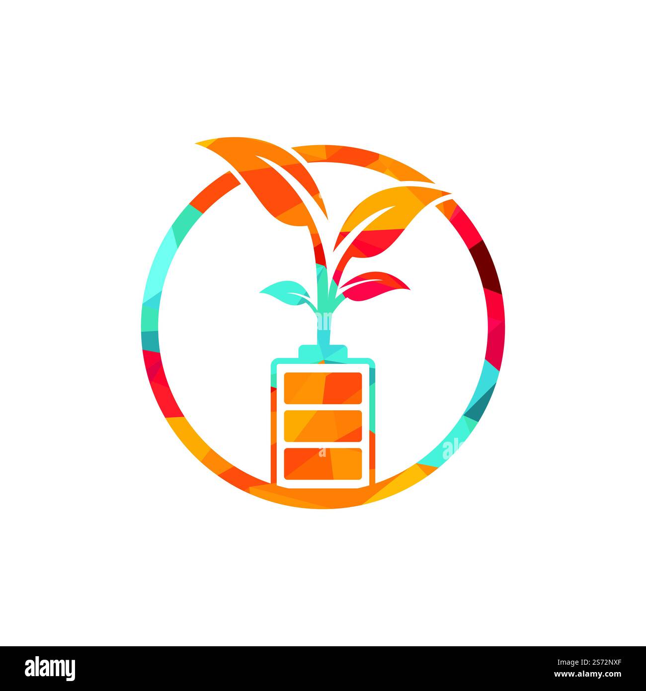 Eco nature and battery logo template design illustration design. Green ...