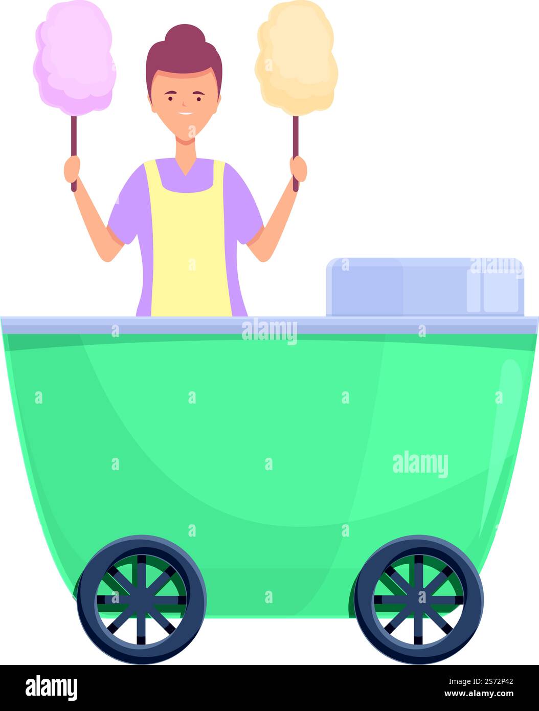 Cotton candy icon cartoon vector. Shop stand. Street truck. Cotton ...