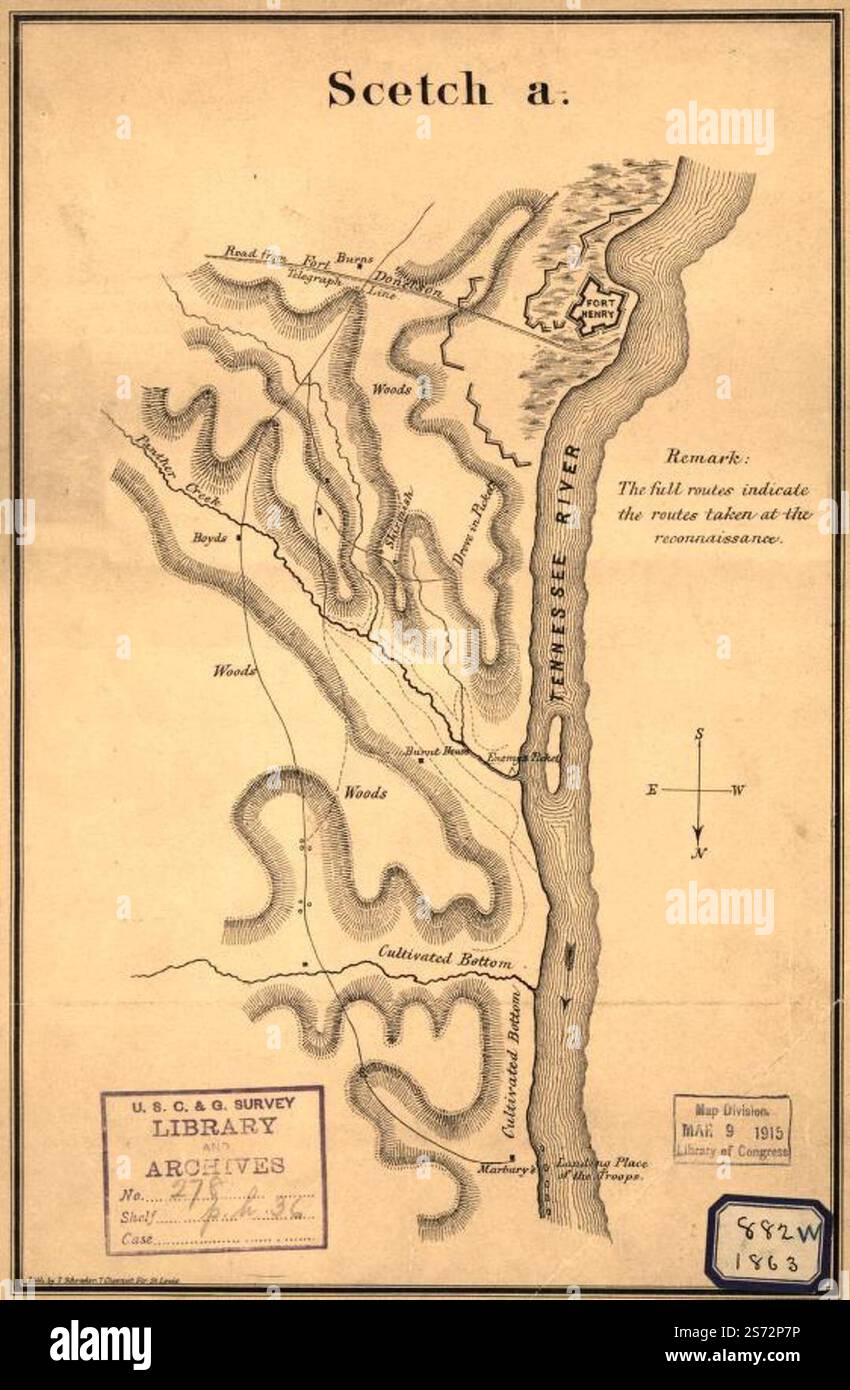 [Map of Fort Henry, Tennessee, and environs] 1863 by Pitzman Julius ...