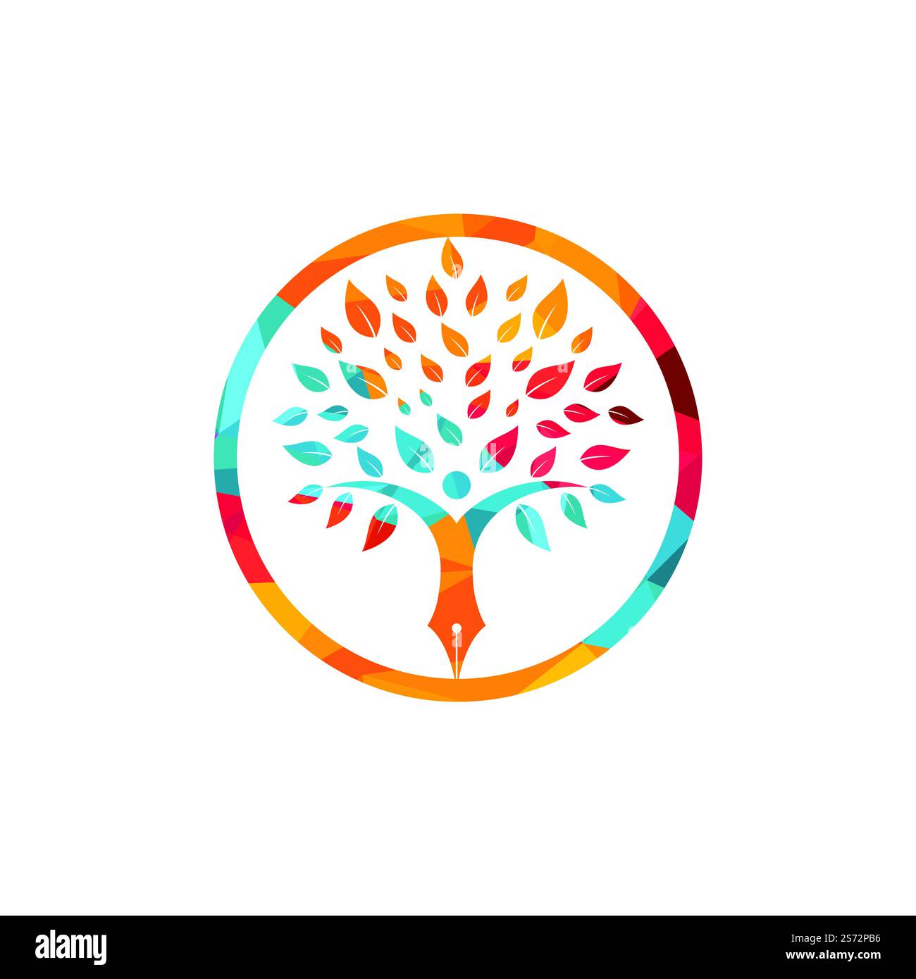 Education insurance and support logo concept. Pen and human tree icon ...