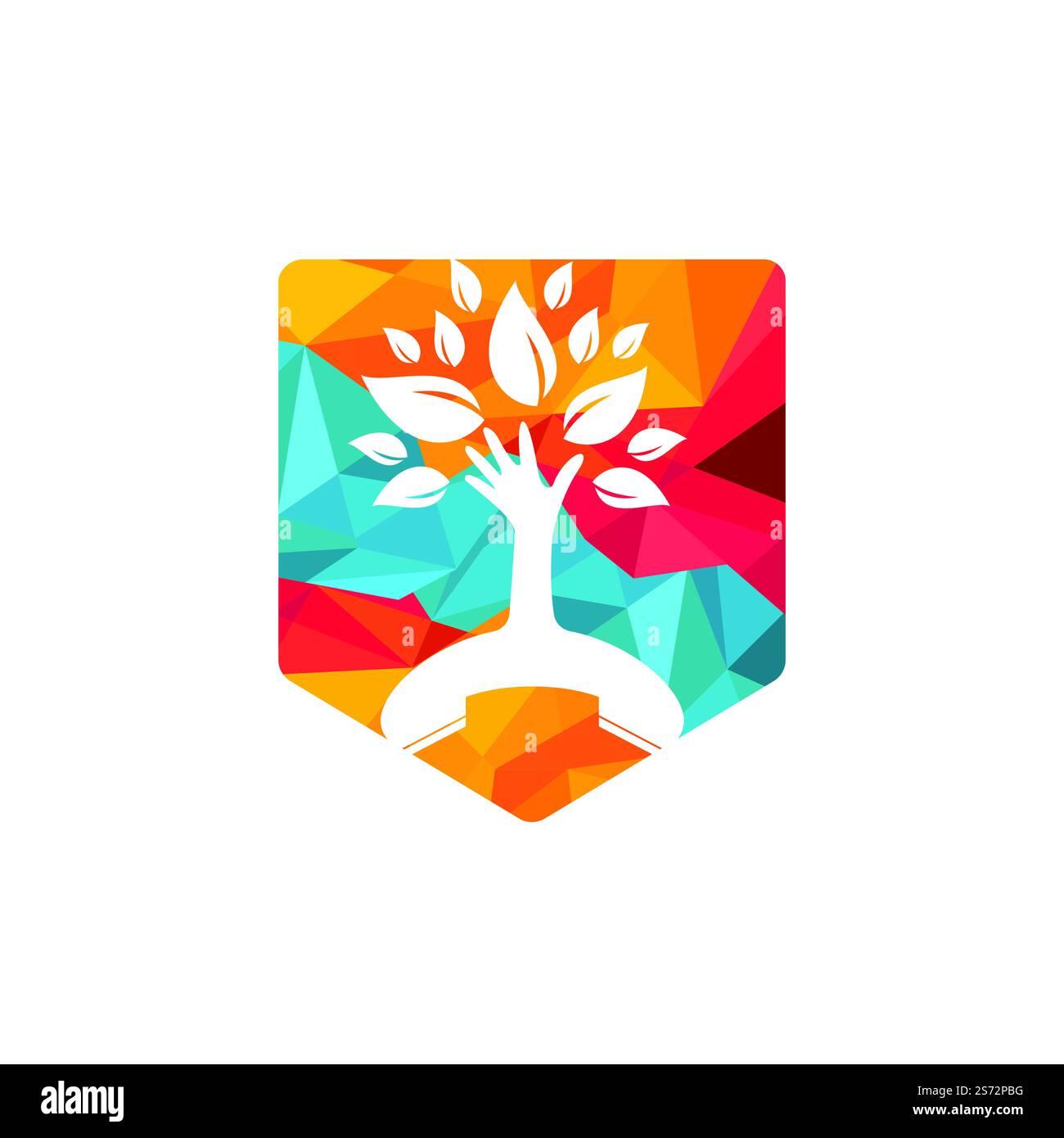 Nature call vector logo design. Handset and hand tree icon design ...