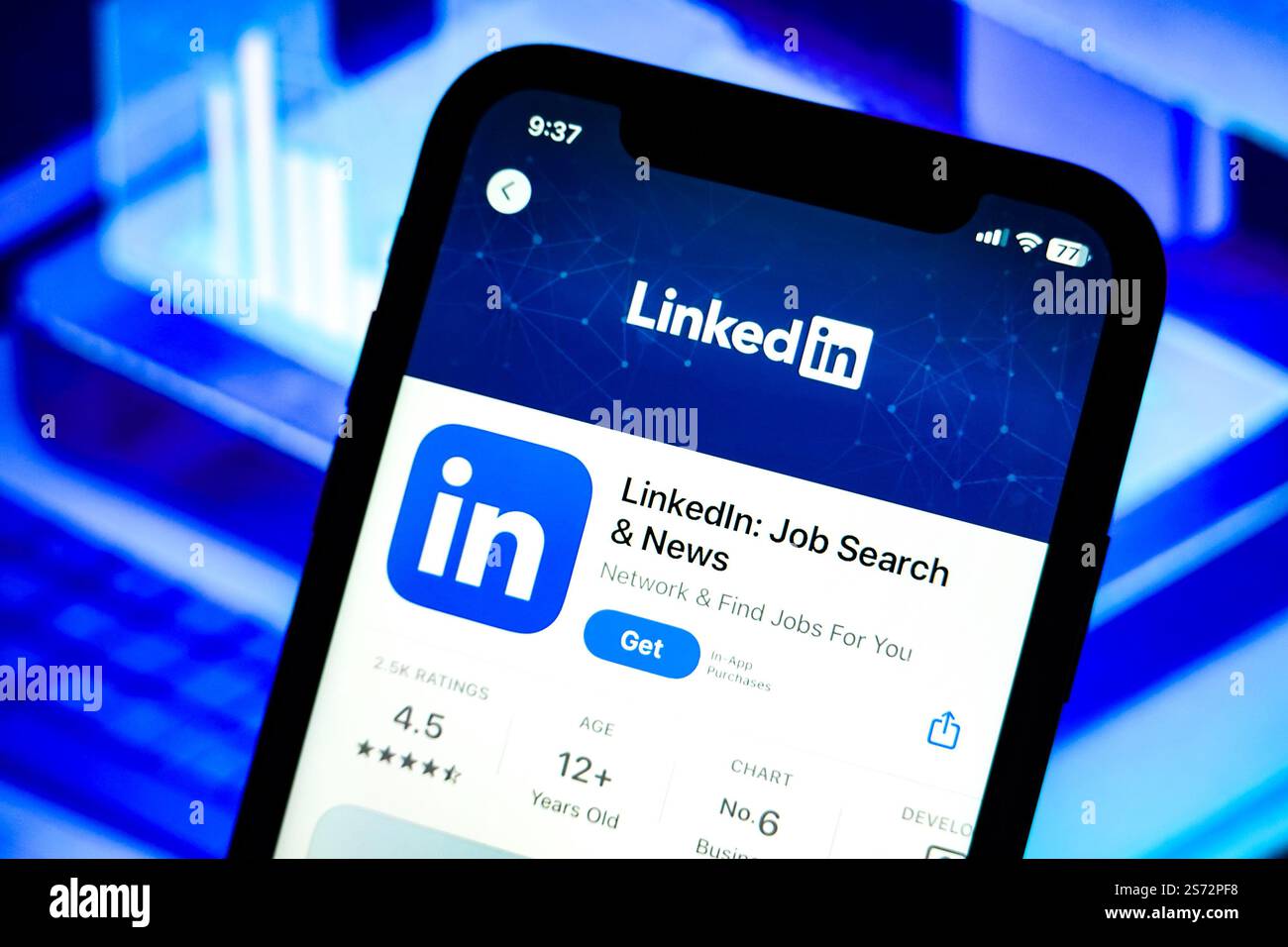In this photo illustration, a linkedin app logo is displayed on an ...