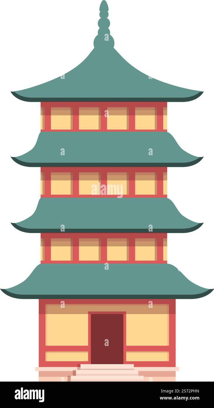 Nature pagoda icon cartoon vector. Chinese building. City temple ...