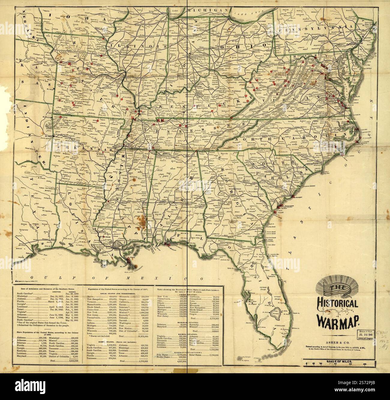 The historical war map. 1862 by Asher & Co Stock Photo - Alamy