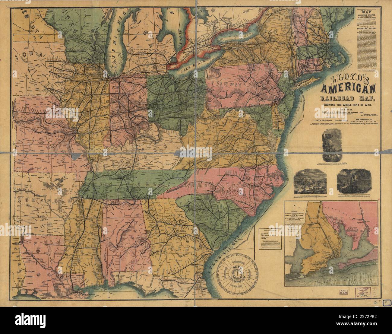 Lloyd's American railroad map, showing the whole seat of the war. 1861 ...