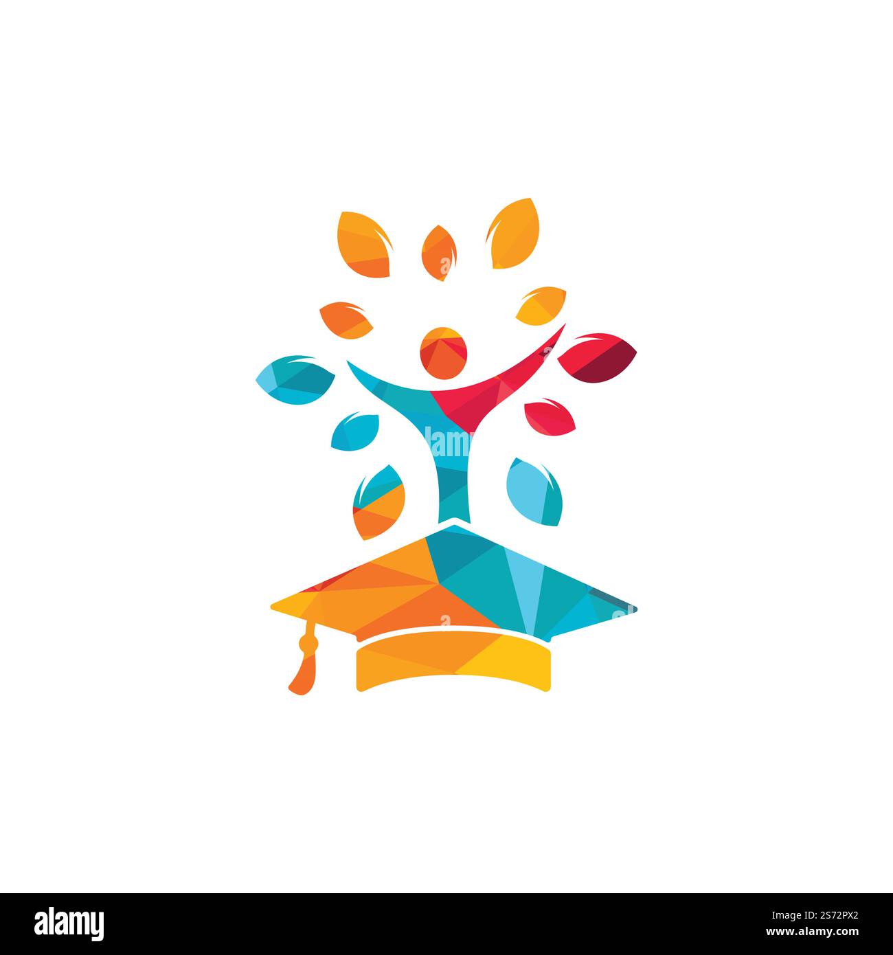 Education insurance and support logo concept. Graduation cap and human ...