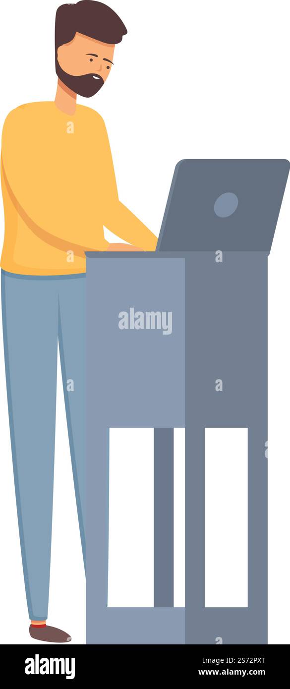 Laptop System Administrator Icon Cartoon Vector Computer Server