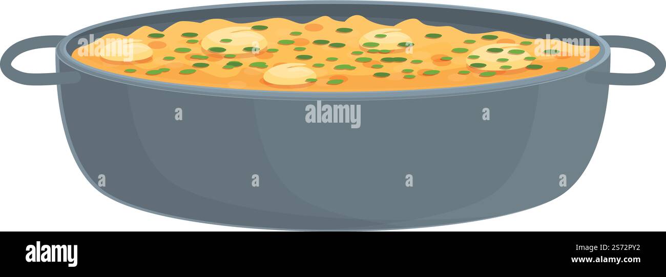 Paella restaurant icon cartoon vector. Food spain. Dish seafood. Paella ...