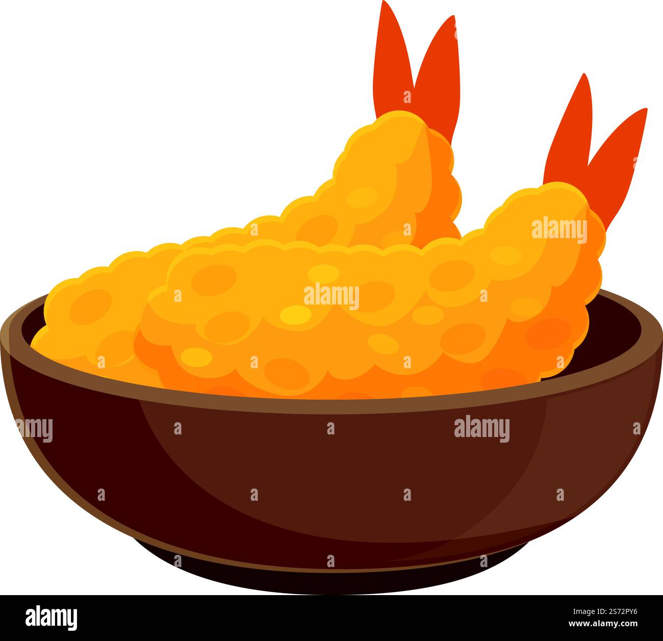Bowl tempura icon cartoon vector. Fried shrimp. Prawn dish. Bowl ...