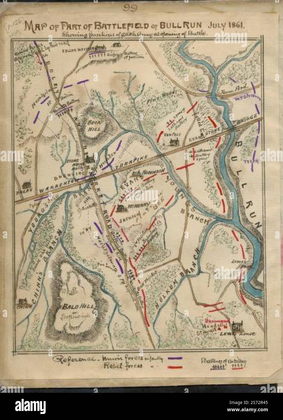 Map of part of battlefield of Bull Run July 1861 : showing positions of ...