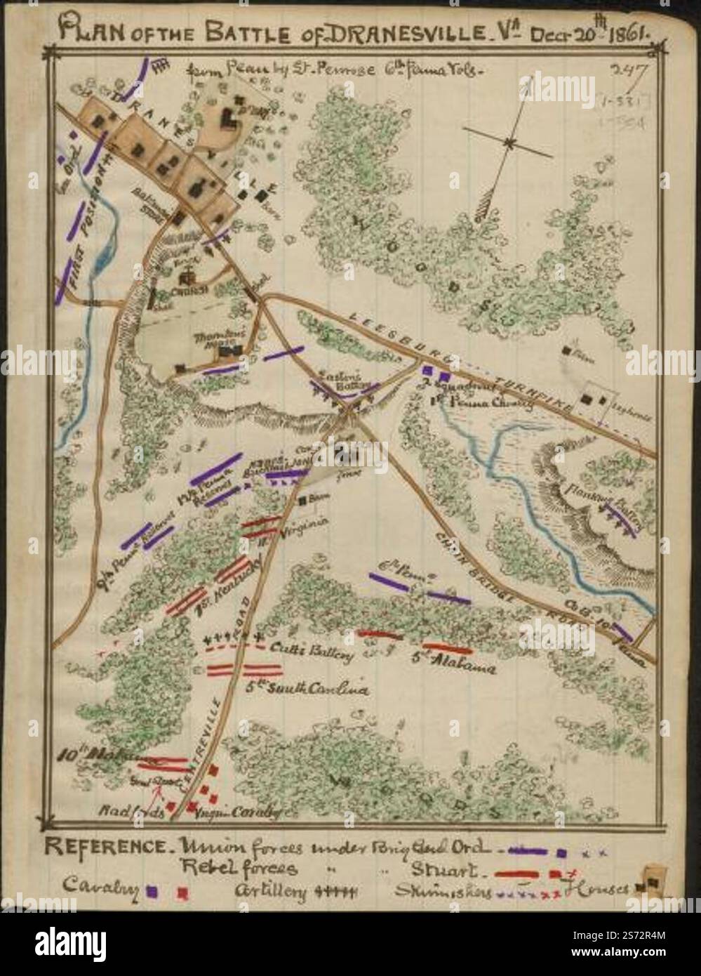 Plan of the Battle of Dranesville Va Decr 20th 1861. 1861 by Sneden ...