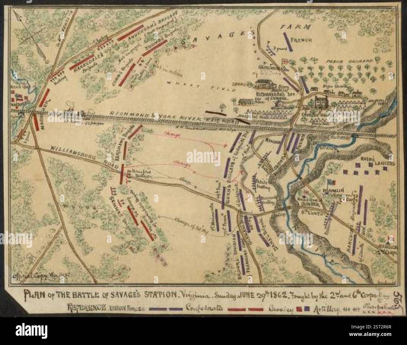 Plan of the Battle of Savage's Station Virginia. Sunday, June 29th 1862 ...