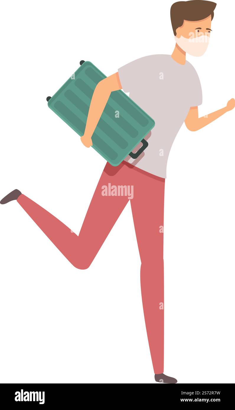 Run travel trip icon cartoon vector. Mask vacation. Face airport. Run ...