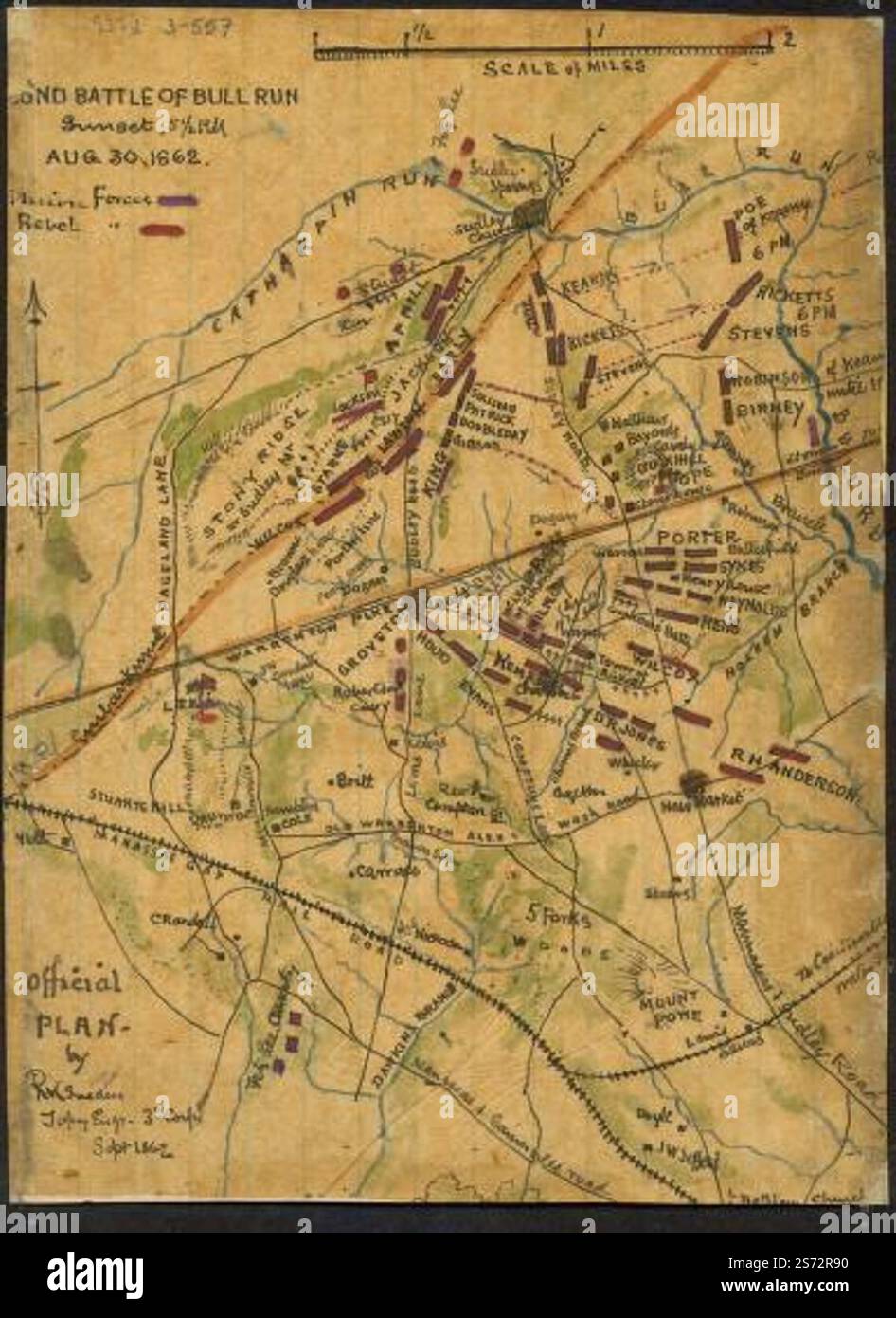 Second Battle of Bull Run sunset 5 p.m. Aug 30 1862. 1862 by Sneden ...