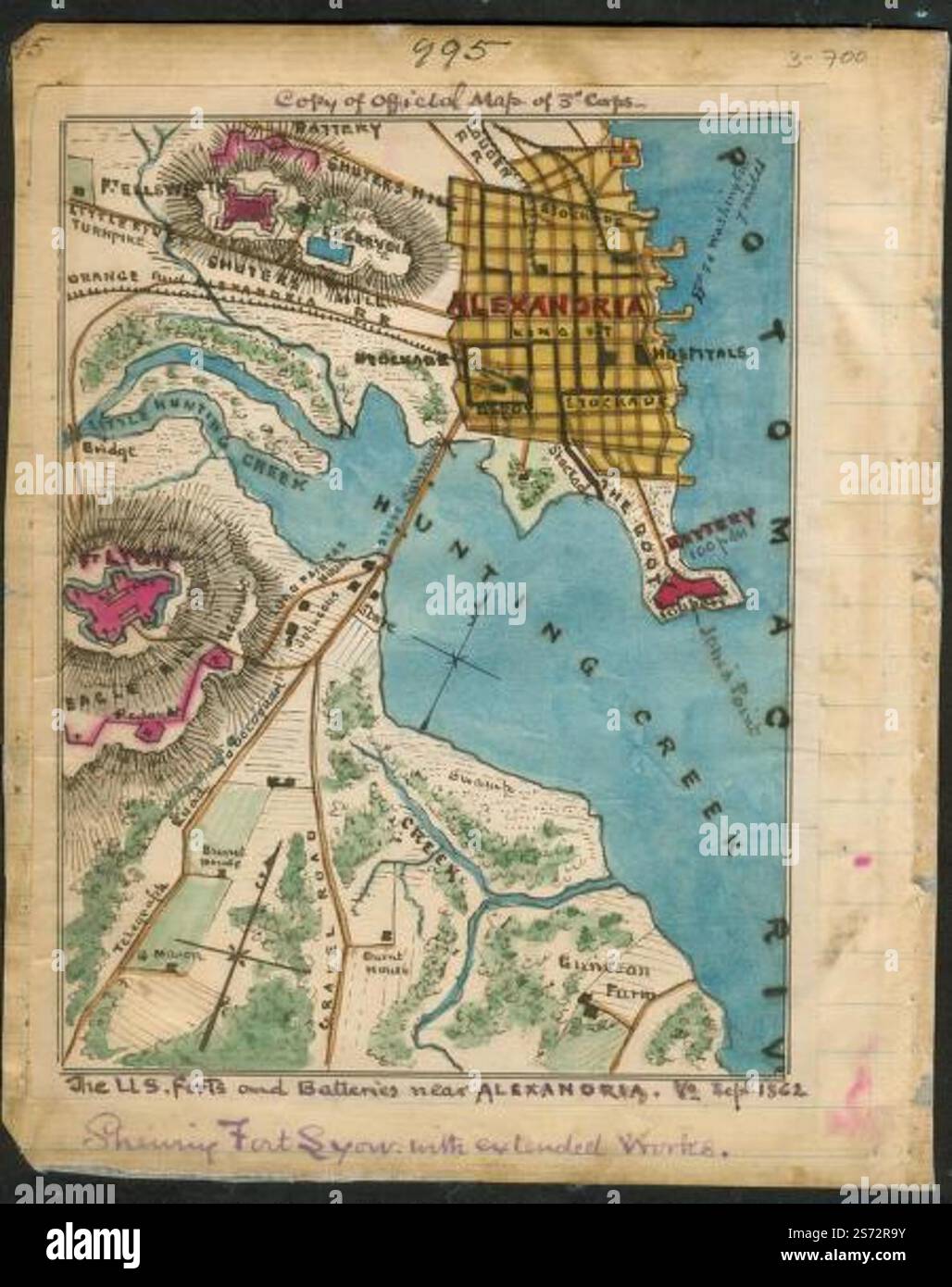 The U.S. forts and batteries near Alexandria Va. Sept 1862 showing Fort ...