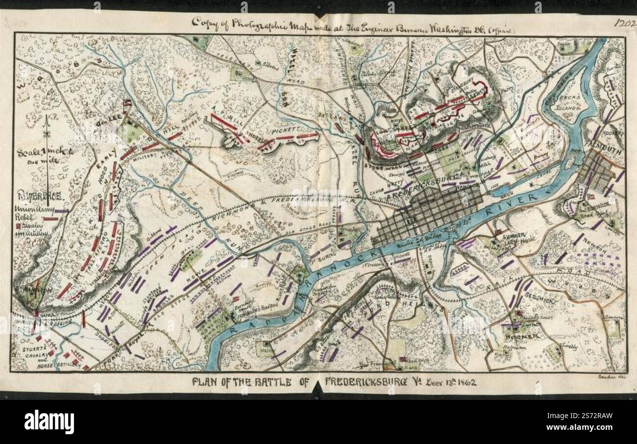 Plan of the Battle of Fredericksburg, Va., Decr. 13, 1862. 1862 by ...