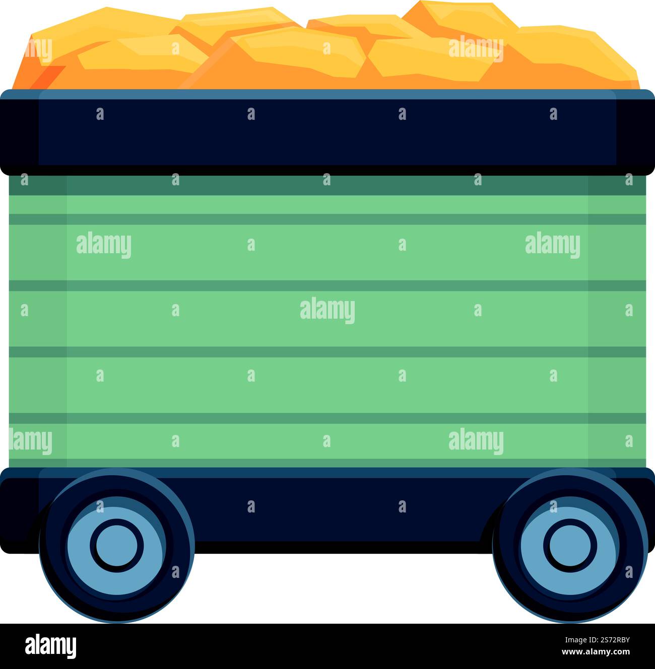 Gold wagon icon cartoon vector. Golden mine. Ore nugget. Gold wagon ...
