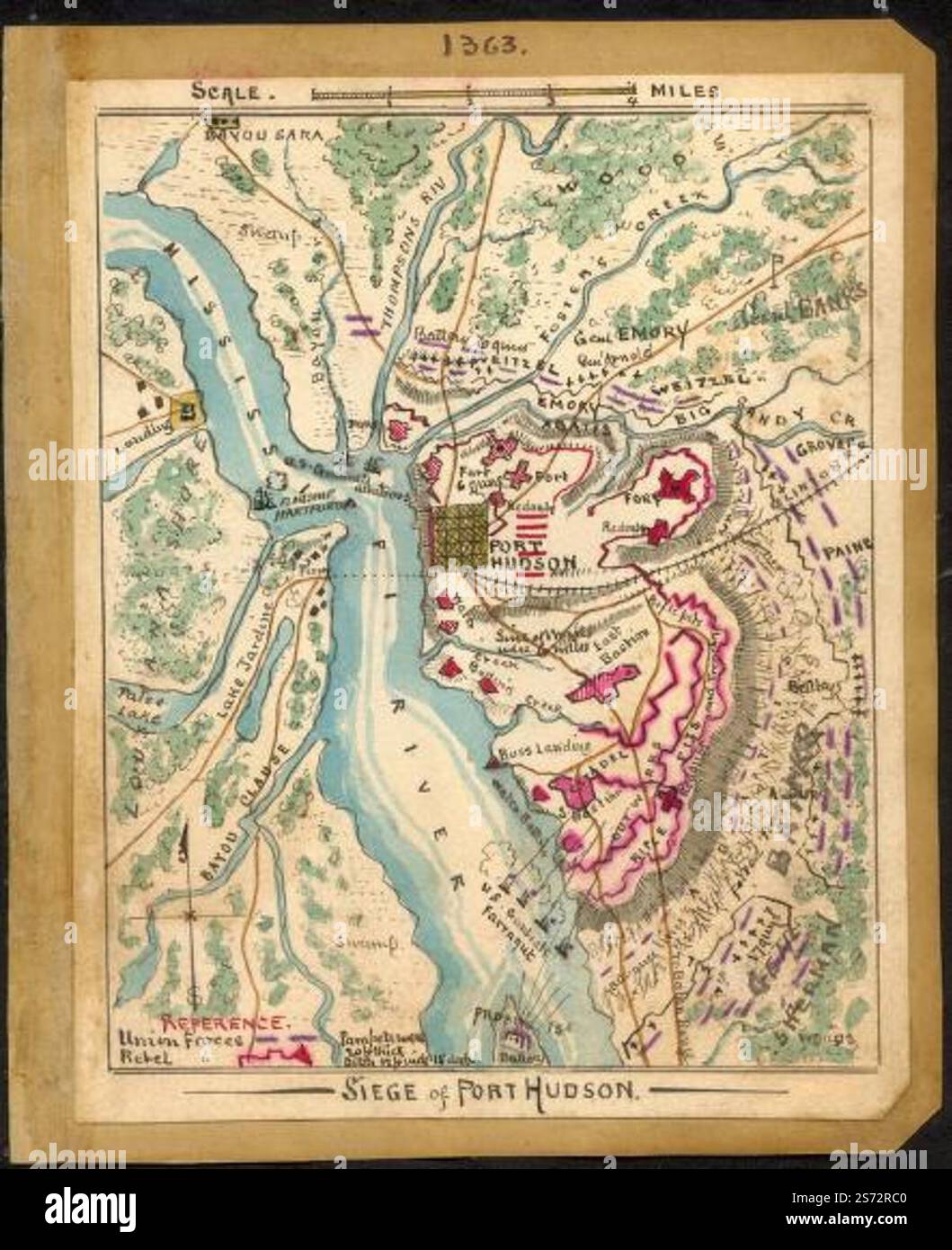 Siege of Port Hudson 1863 by Sneden Robert Knox Stock Photo - Alamy