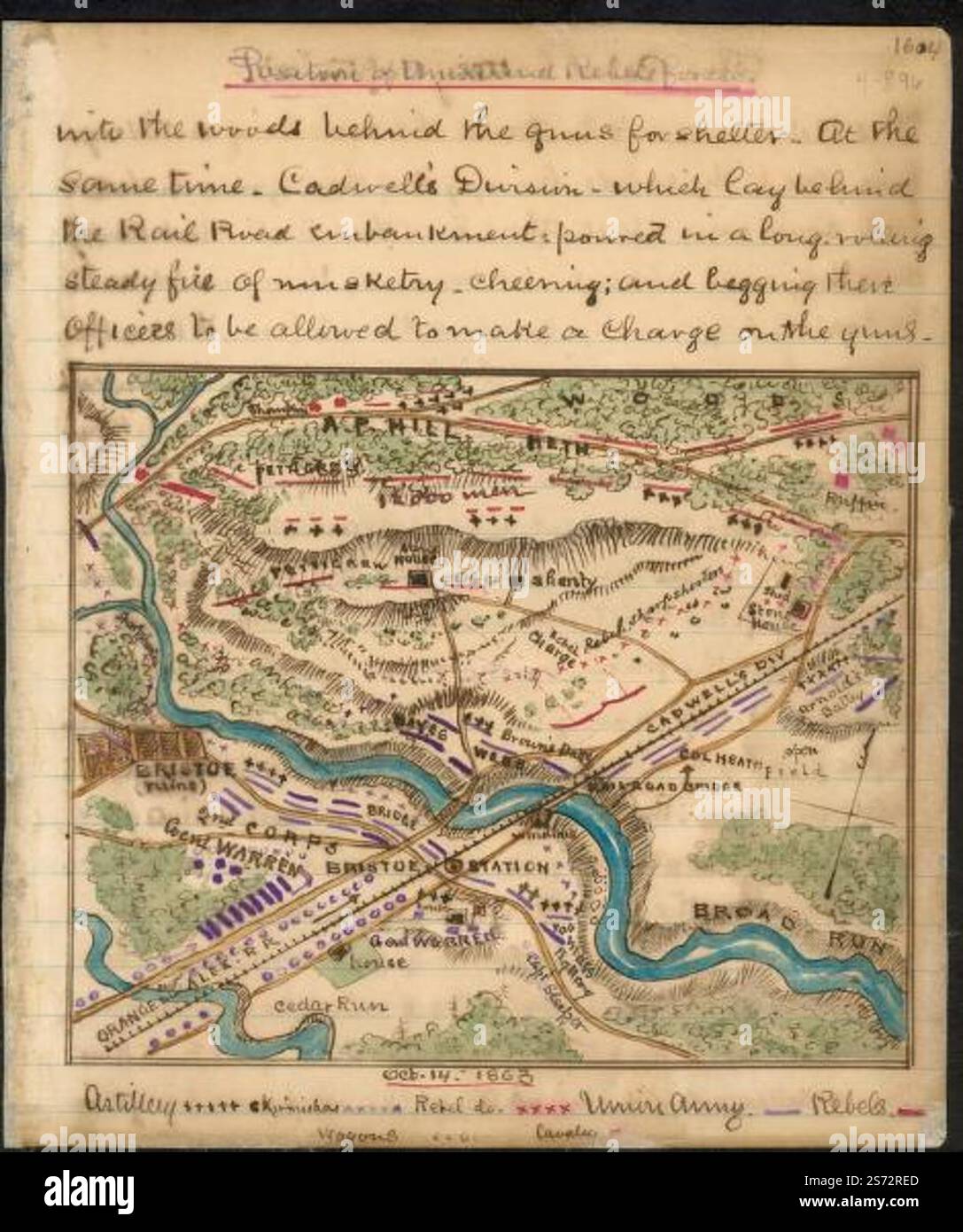 Position of Union and Rebel forces, Oct. 14, 1863 1863 by Sneden Robert ...