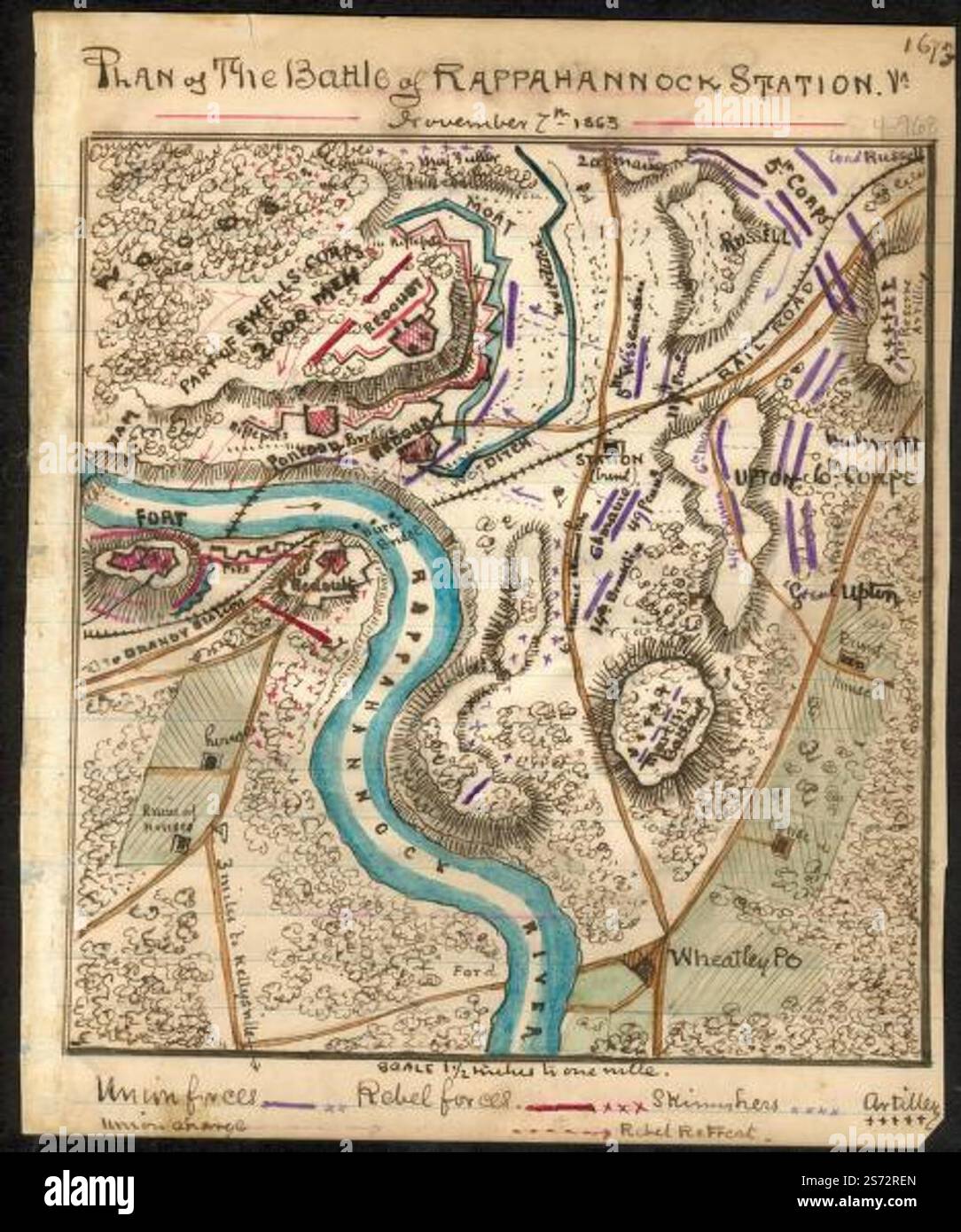 Plan of the Battle of Rappahannock Station November 7th 1863. 1863 by ...