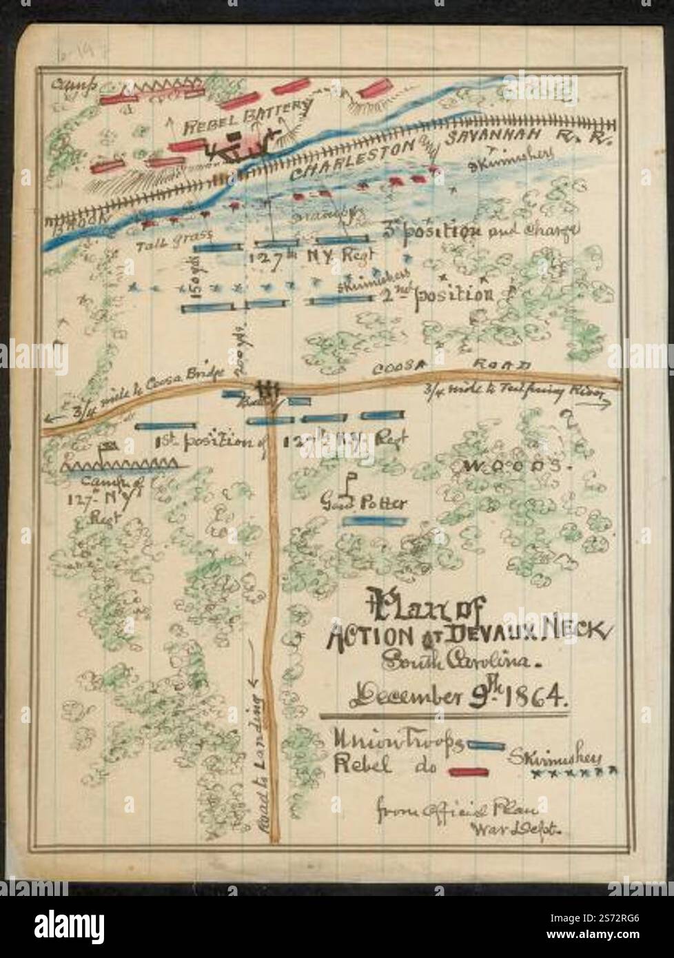 Plan of action at Devaux Neck South Carolina. December 9th 1864. 1864 by Sneden Robert Knox ...