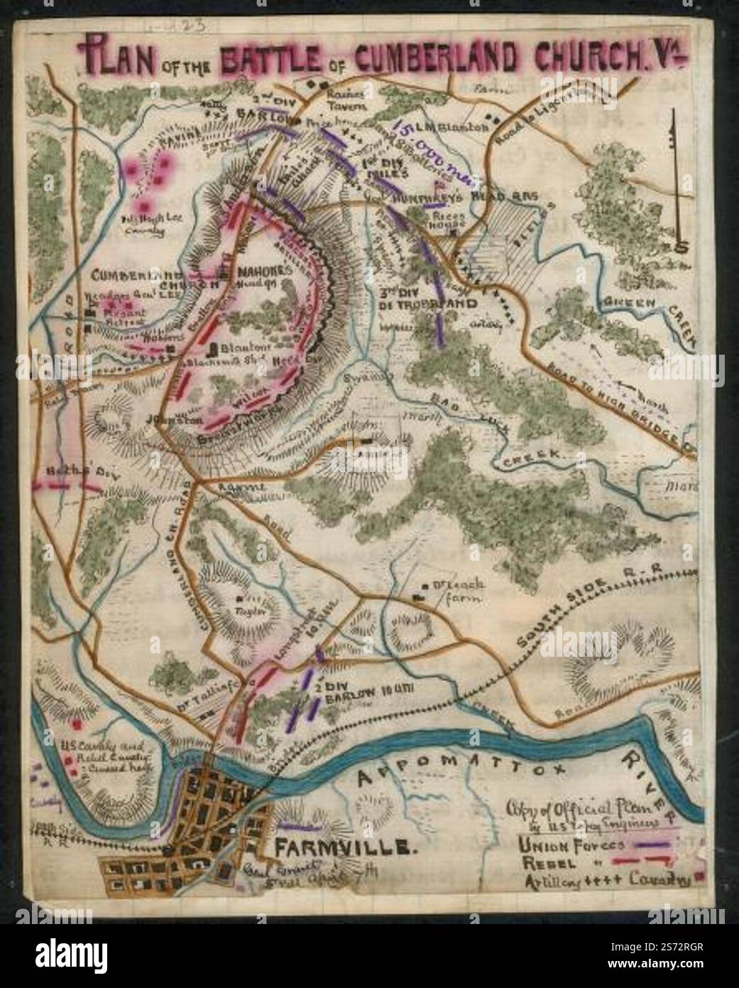 Plan of the Battle of Cumberland Church, Va. 1865 by Sneden Robert Knox ...