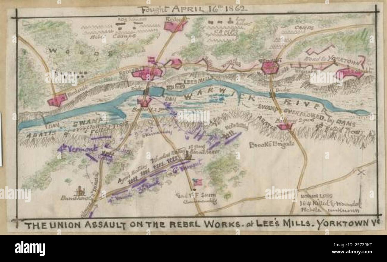 The Union assault on the Rebel works at Lee's Mill, Yorktown, Va. 1862 ...