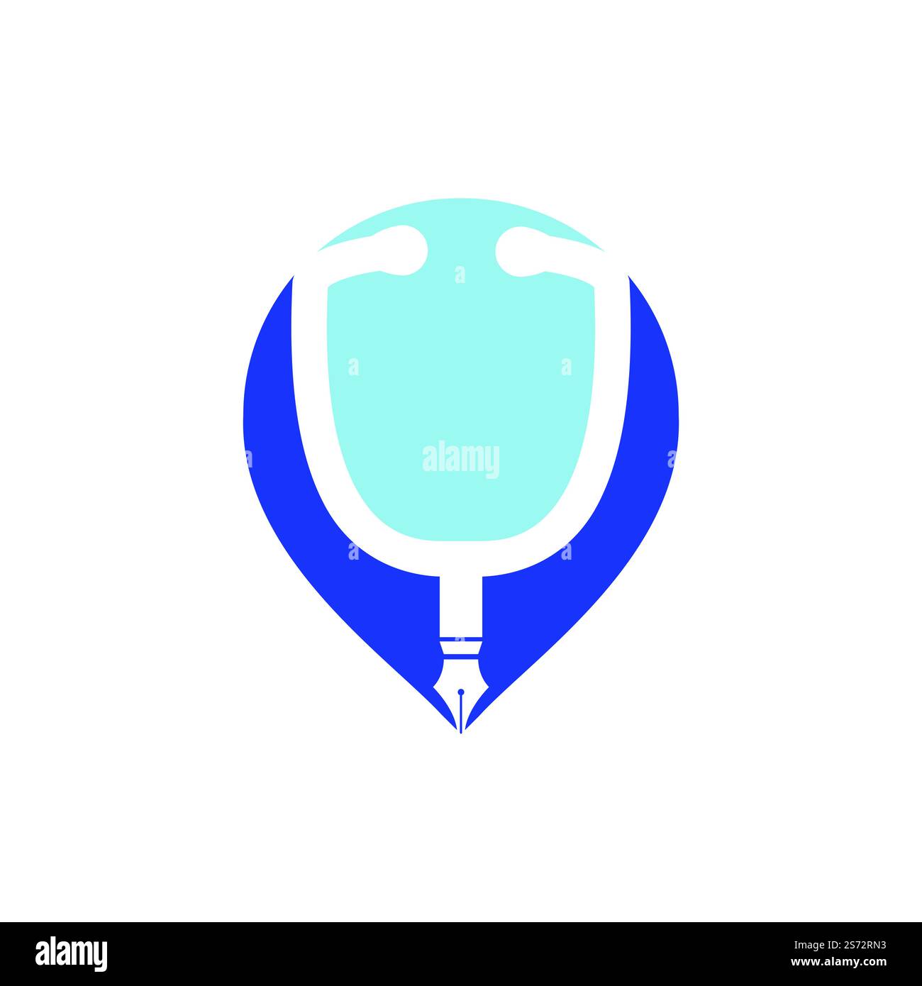 Medical education vector logo design. Pen nib and stethoscope with pin ...