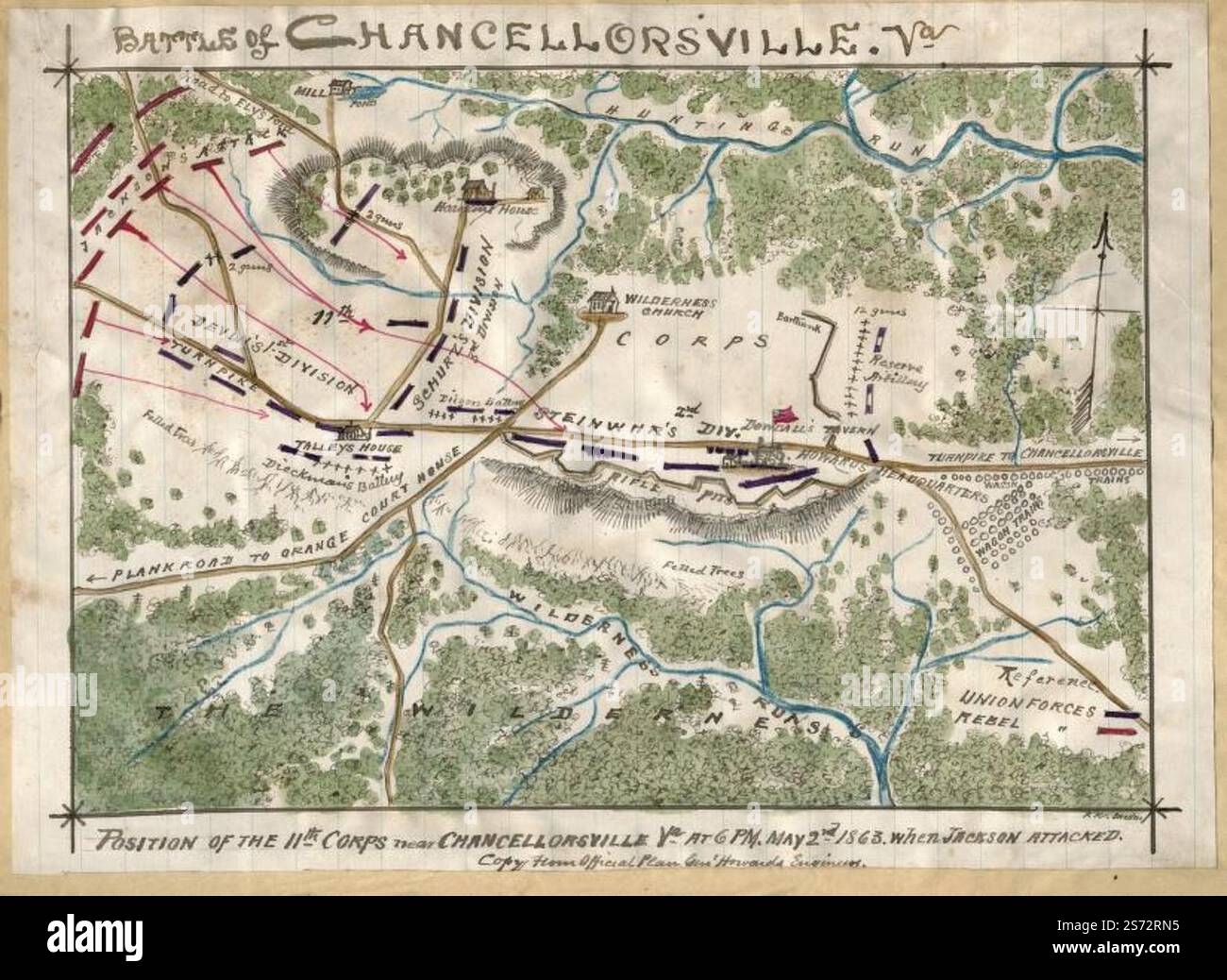 Battle of Chancellorsville, Va. : 1863 by Sneden Robert Knox Stock ...