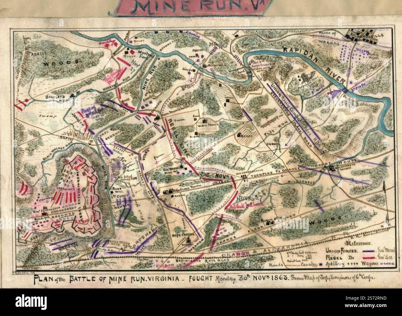 Plan of the battle of Mine Run, Virginia : fought Monday 30th Novr ...