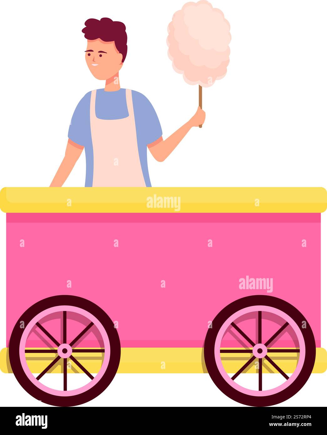 Food cart icon cartoon vector. Cotton candy. Stand seller. Food cart ...