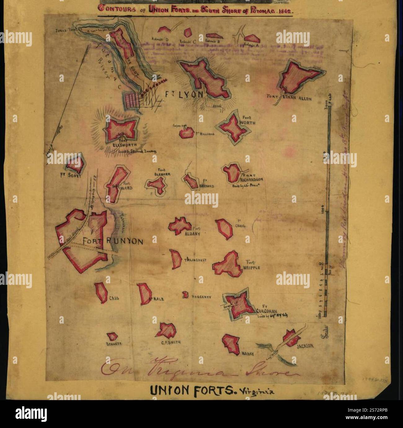 Contours of Union forts on south side of Potomac, 1862 [map]. 1862 by ...