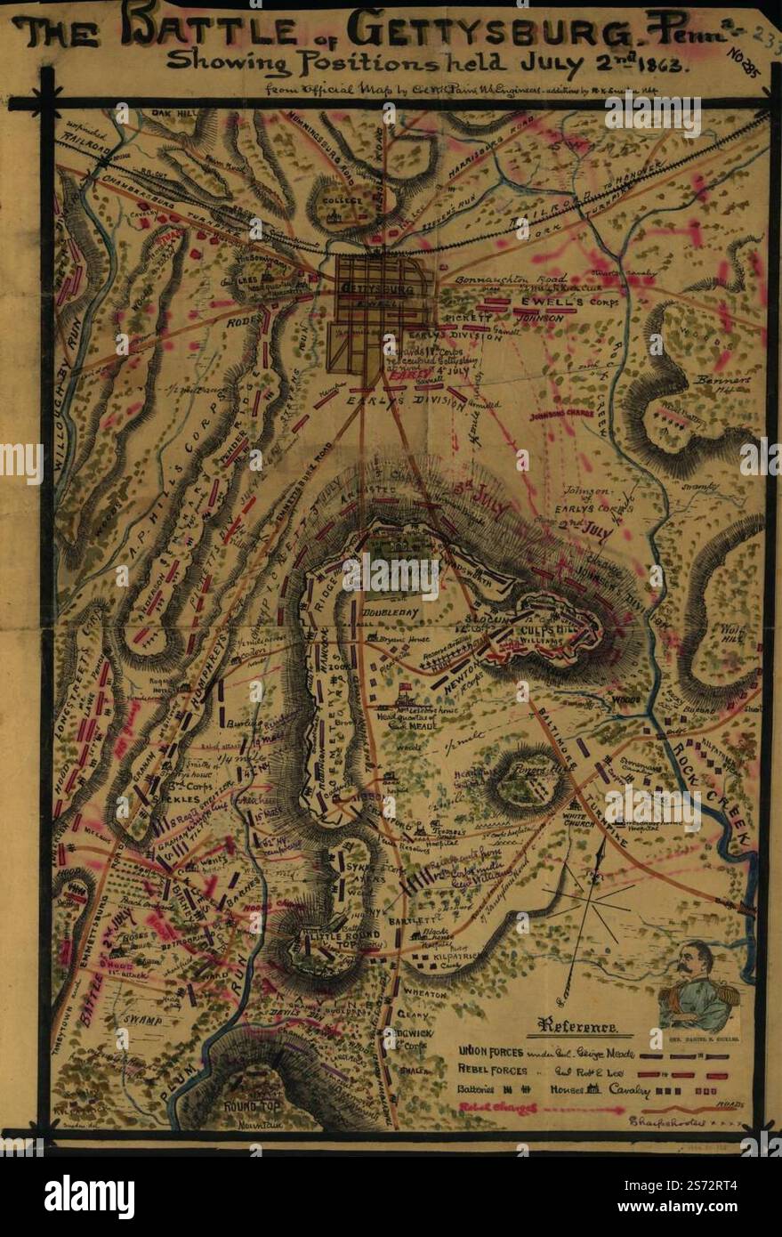 The Battle of Gettysburg Penna. Showing positions held July 2nd, 1863 ...